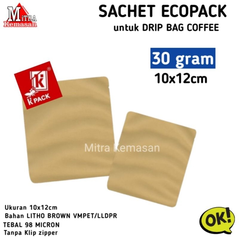 Jual KPACK 30G SACHET ECOPACK 30 gram 10x12 LITHO BROWN WARNA KRAFT ...