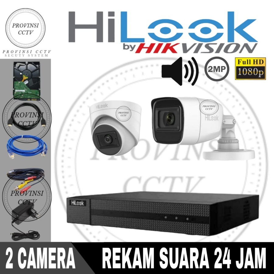 Jual PAKET CCTV HILOOK AUDIO 2MP 2 KAMERA HDD 500GB SIAP PASANG (REKAM GAMBAR dan SUARA ...