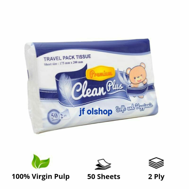 Jual Clean plus facial tissue travel pack 50s 2ply - tisu wajah | tisu ...