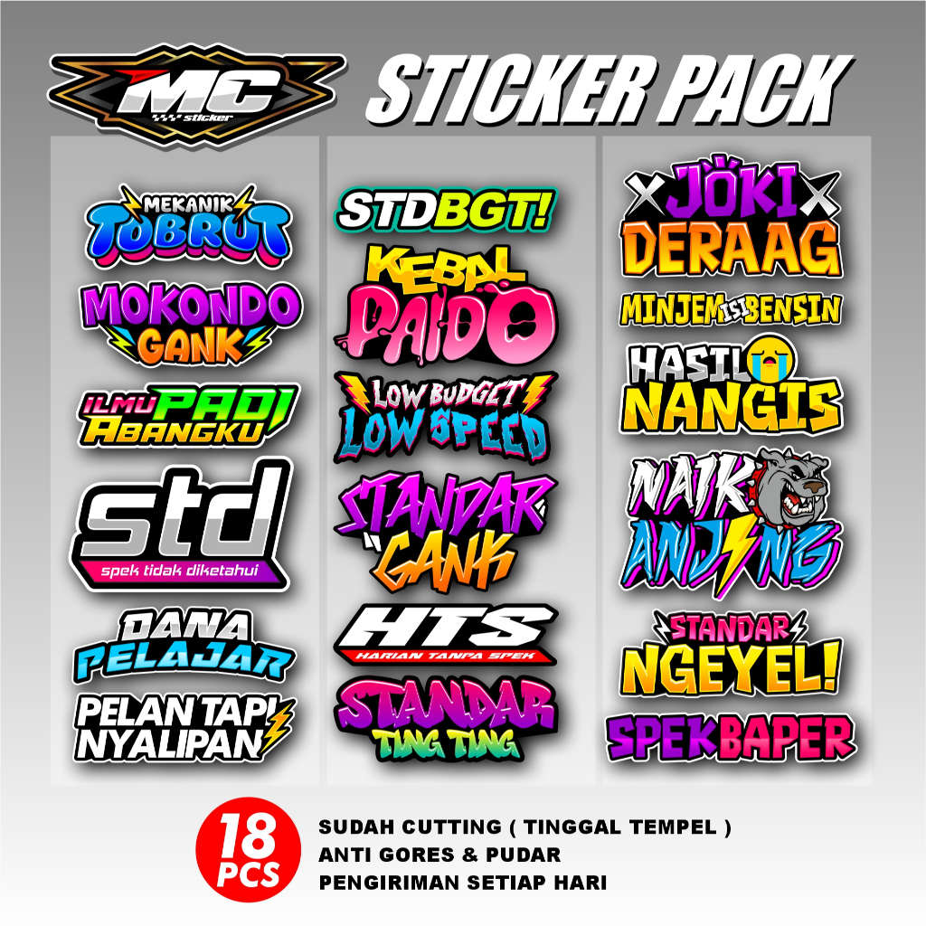 Jual ISI 18 PCS Stiker Pack Kata Kata Viral Racing Sudah Potongan Siap ...