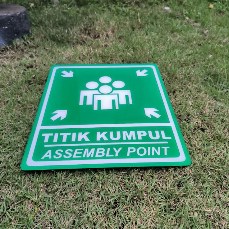 Jual titik kumpul akrilik sign, acrylic assembly point ukuran 28 x 32 ...