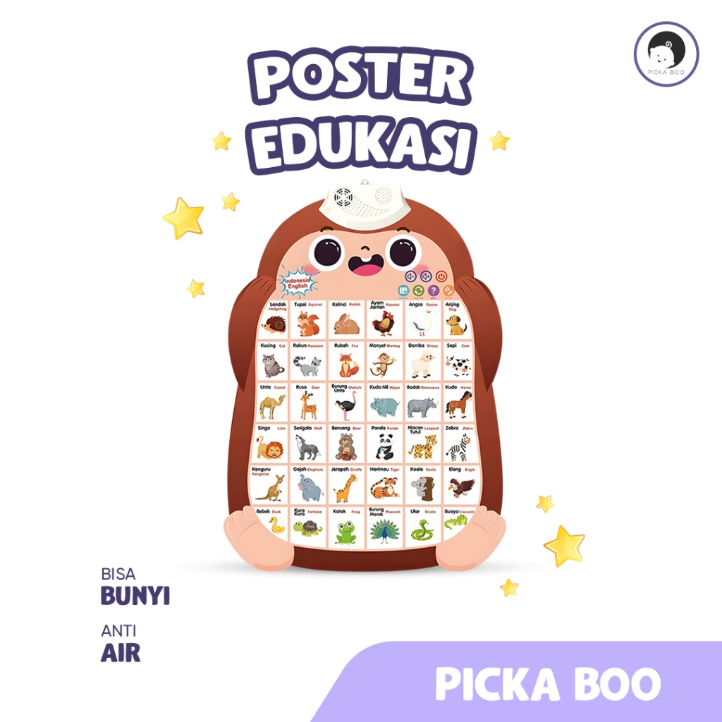 Jual PICKA BOO Poster Edukasi Anak Poster Edukasi Suara Poster Nempel ...