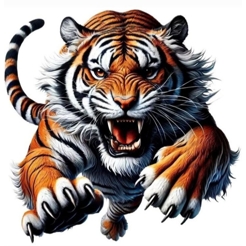 Jual stiker 3D harimau keren, stiker print sudah cutting, anti air ...