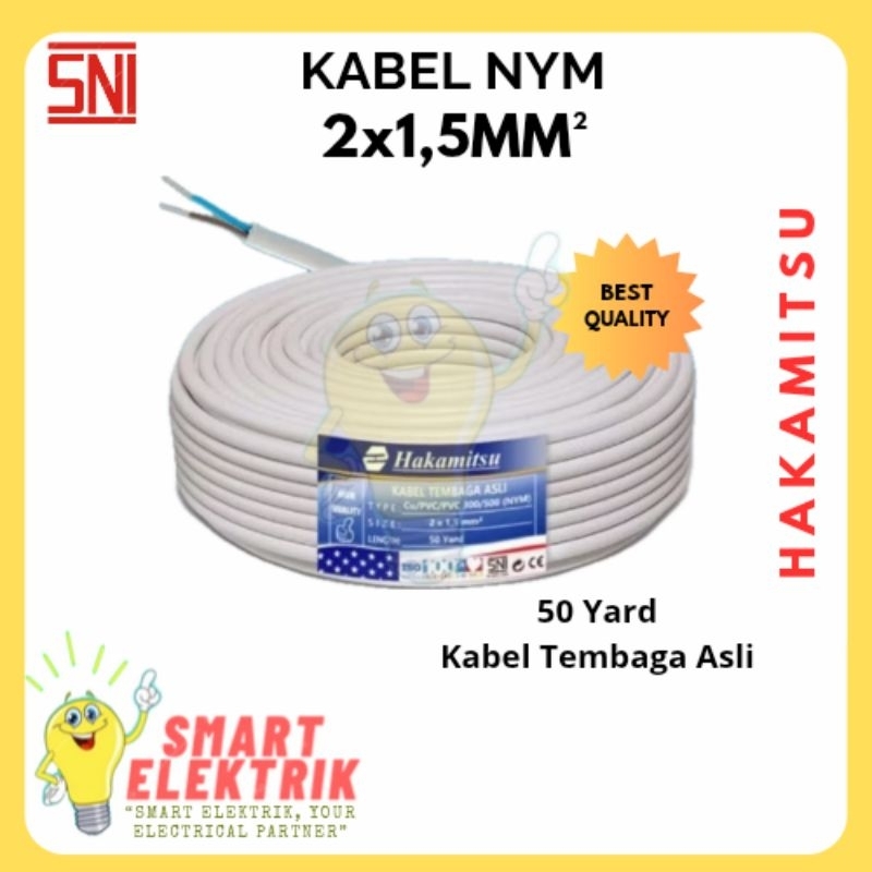 Jual HAKAMITSU - Kabel SNI NYM 2x1.5 50 yard / Kabel Tembaga SNI 2x1.5 ...