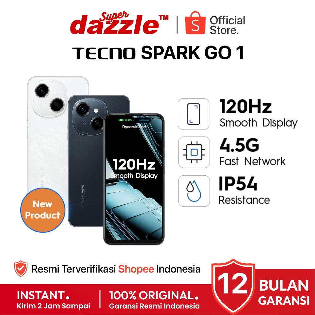 Jual [ TERLARIS ] HP TECNO Spark Go1 4/128 4/64 3/64 GB Original Resmi ...