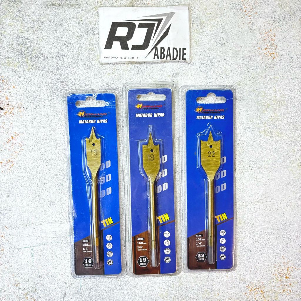 Jual Mata Bor Kipas Kayu Spade Drill Bit Hermano 16 19 22 MM | Shopee ...