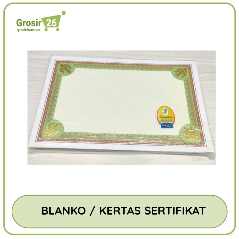 Jual (1 bungkus) kertas sertifikat / blanko / piagam bamboo motif isi ...