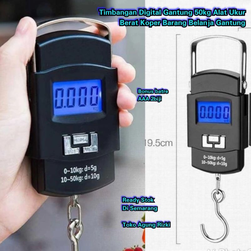 Jual Timbangan Digital Gantung 50kg Timbangan Digital Scale Alat Ukur Berat Koper Barang Belanja ...