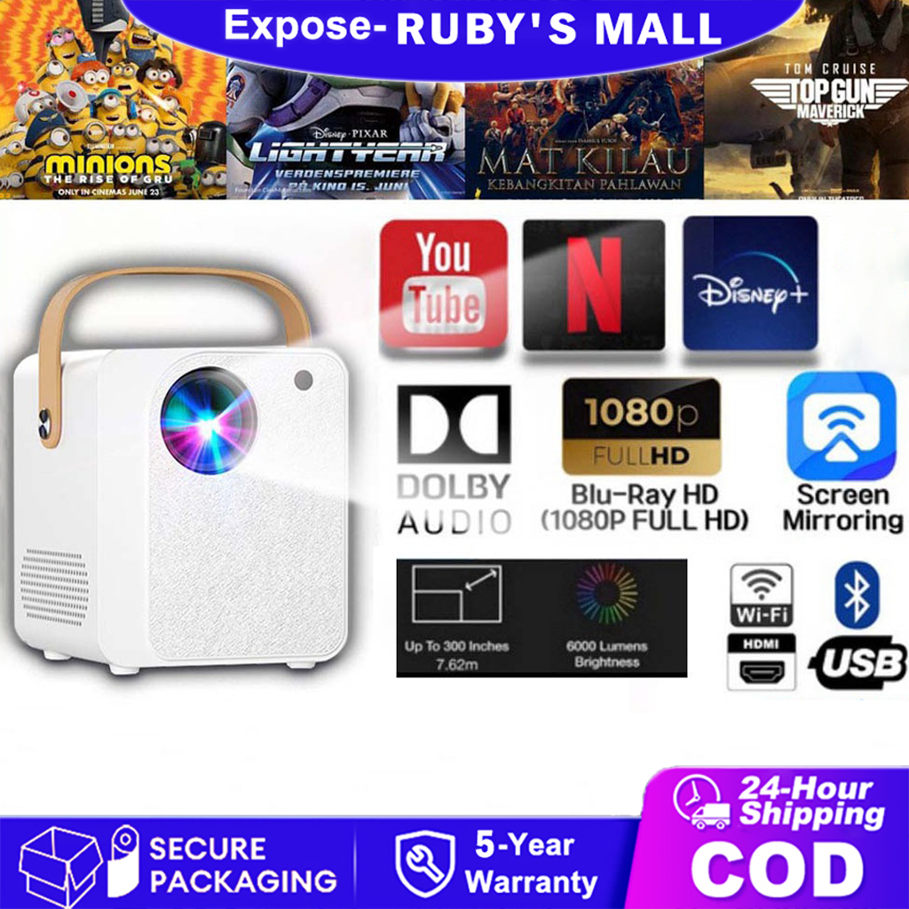 Jual Proyektor 6000 Lumen HD Home Theater Projector Mini Portable Android TV Wireless Bluetooth ...