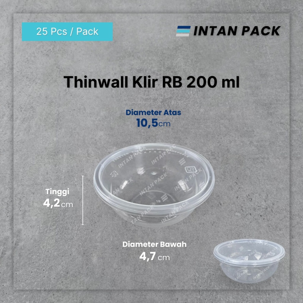 Jual Thinwall MANGKOK BULAT BENING 200 ml KLIR ( 25 PCS ) | Shopee Indonesia