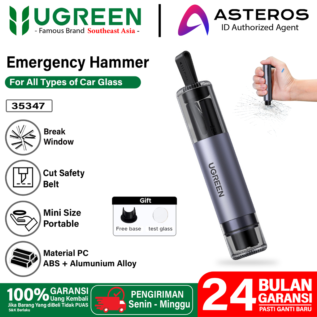 Jual UGREEN Emergency Hammer Palu Pemecah Kaca Mobil Pemotong Seat Belt ...