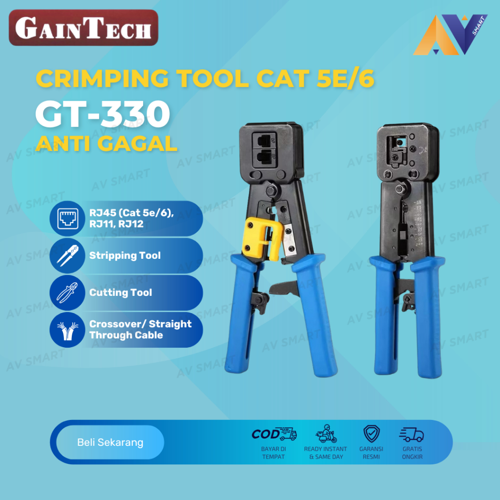 Jual Crimping Tool GT-330 Cat5e / Cat6 / LAN RJ45 / RJ11 / RJ12 Anti ...