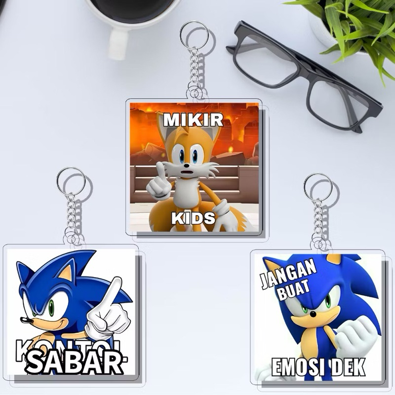 Jual MEME Sonic Keychain | Gantungan Kunci Sonic MEME UV Printed 2 Sisi ...