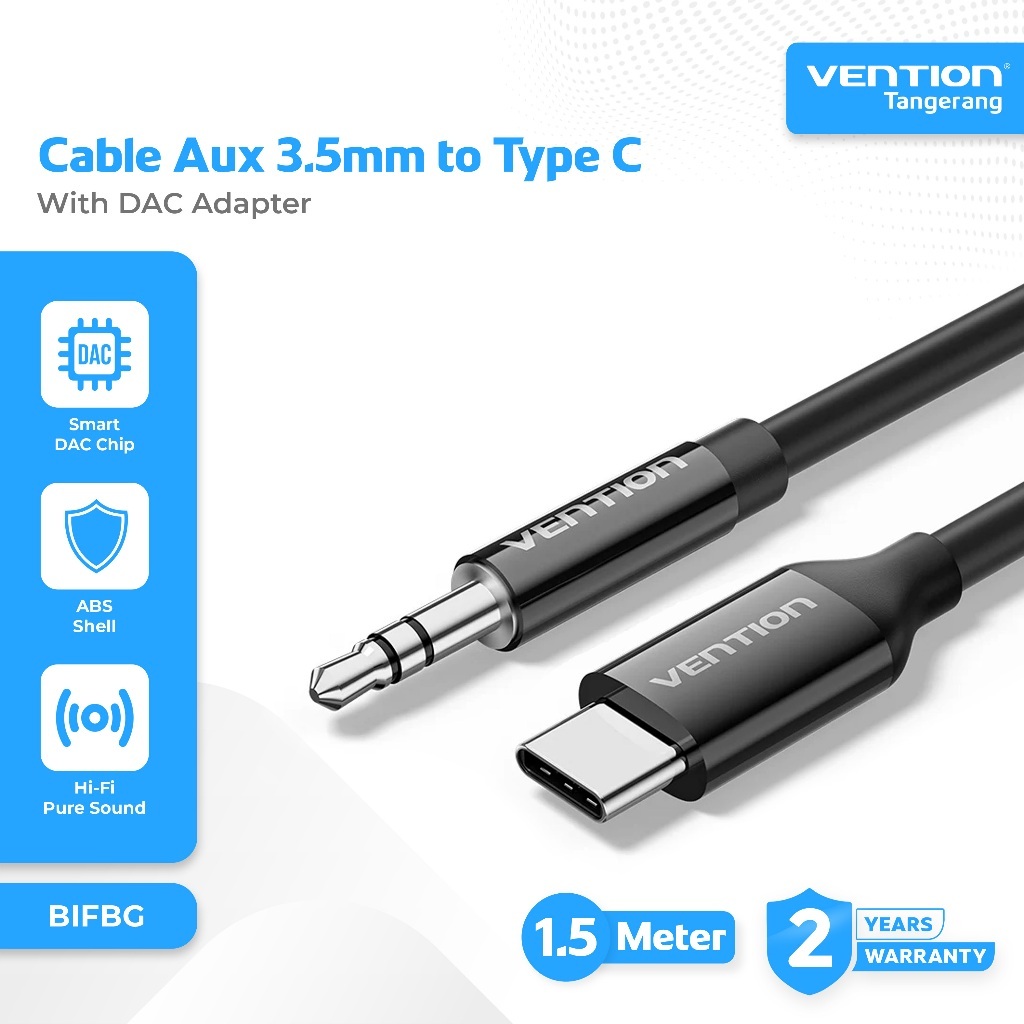 Jual VENTION BIFBG Kabel Jack Audio DAC Type C Male to AUX 3.5mm Male 1 ...