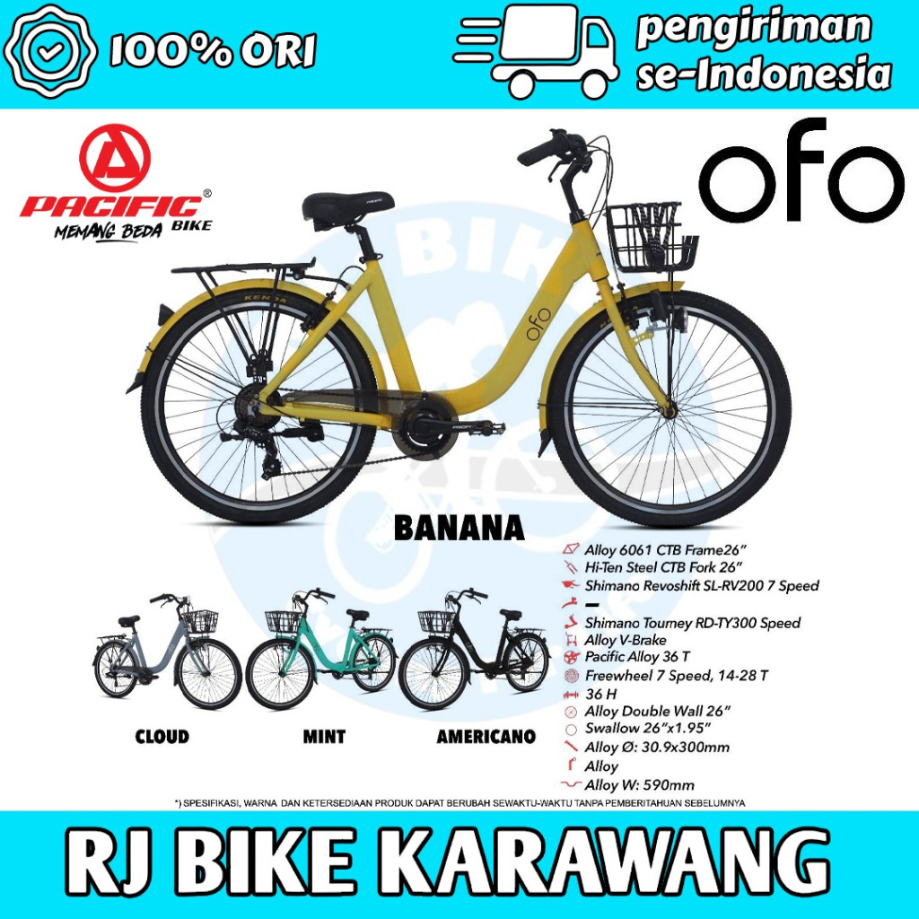Jual SEPEDA MINI CITY BIKE KERANJANG PACIFIC OFO 7SPEED | Shopee Indonesia