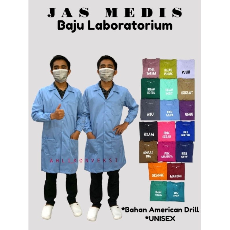 Jual Baju Laboratorium LENGAN PANJANG KARET AMERICAN DRILL UK.REGULER ...