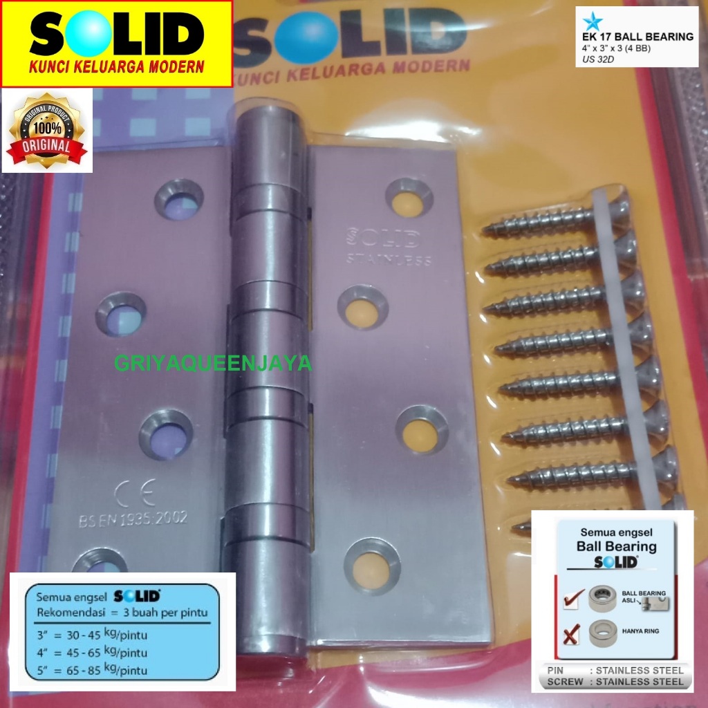 Jual Solid Engsel EK17 Bearing Stainless 4 inch | Shopee Indonesia