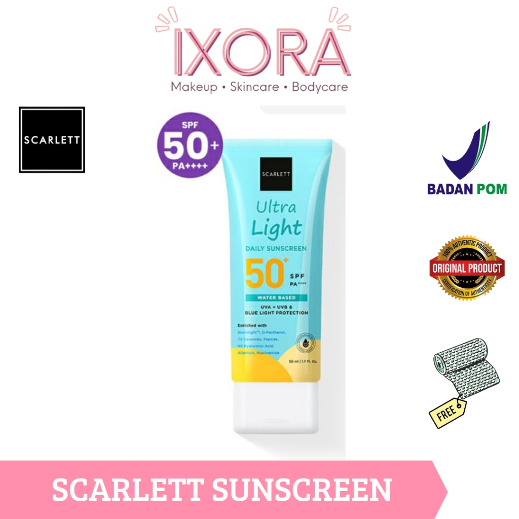 Jual Scarlett Whitening Sunscreen Sun Bright Daily SPF 50 PA+++ / Ultra Light Sunscreen | Shopee ...