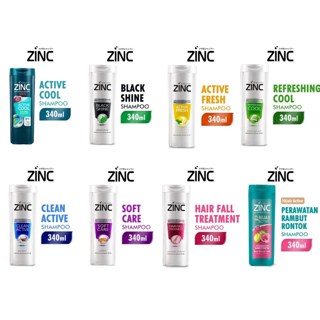 Jual ZINC Shampoo Sampo Botol 340 ml All Variant | Shopee Indonesia