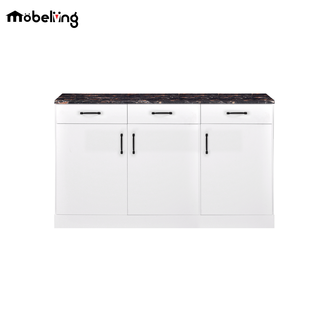 Jual Mobeliving - Kitchen set VENEZIA Bawah 3PT - Putih Top Table Hitam ...