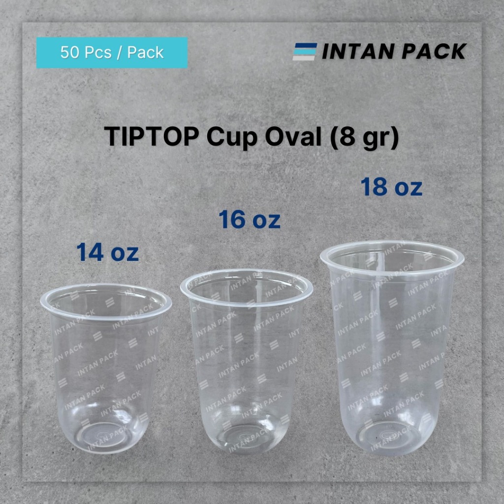 Jual Gelas Plastik Cup Oval 14/16/18 oz 8 gram ( 50 pcs ) | Shopee ...
