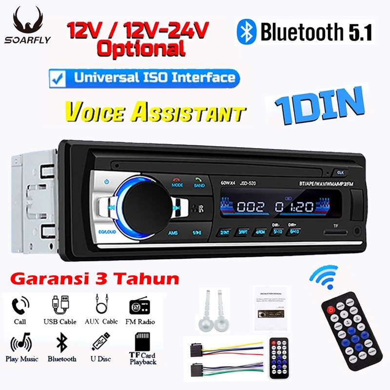 Jual Tape Audio Mobil Bluetooth Version Multifungsi Bluetooth USB MP3 FM Radio JSD- 520 Bisa COD ...