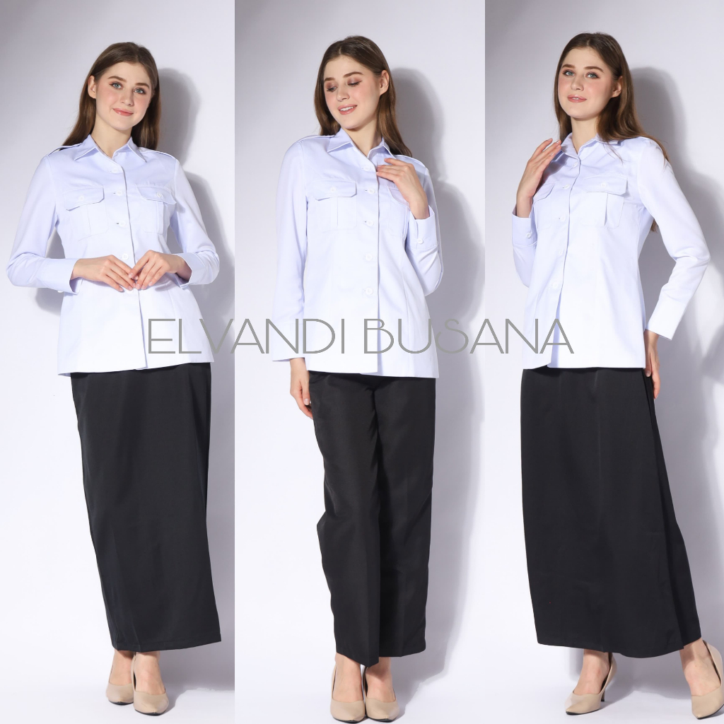 Jual Blazer Wanita Baju Kerja Kantor Seragam Dinas PDH PNS Pemda Guru ASN Wanita kode 0902 Putih ...