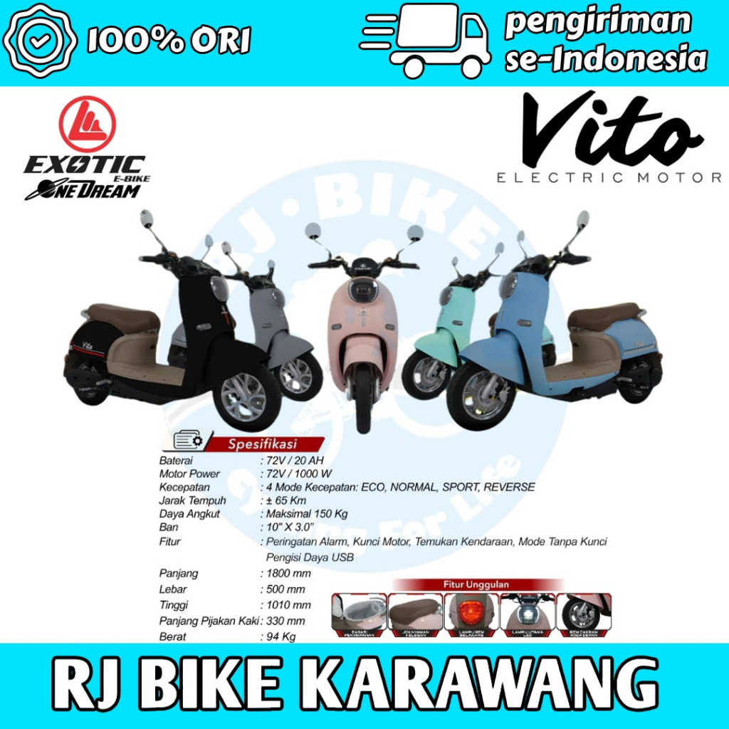 Jual MOTOR LISTRIK EXOTIC VITO 72 VOLT 1000 WATT ORIGINAL GARANSI RESMI ...