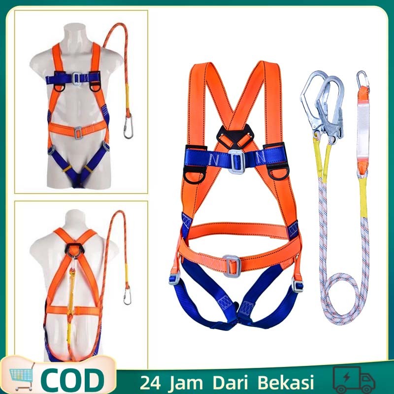 Jual Body Harness Double Big Hook 2m Full Body Belt Safety Belt Kerja Sabuk Pengaman Safety Belt ...