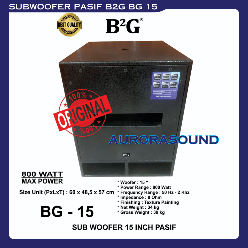 Jual SUBWOOFER B2G BG 15 PASIF SUBWOOFER 15 INCH SUB PASIVE MODEL HUPER ...