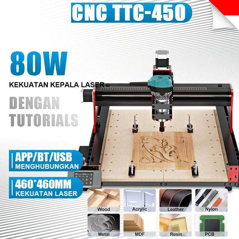 Jual ⭐Two Trees CNC TTC-450⭐ Mesin CNC Besar 460*460*80MM CNC Laser Cutting 80W Laser Grafir ...