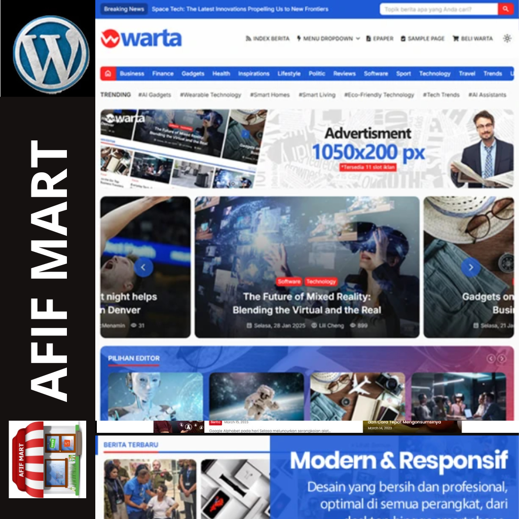 Jual Warta Theme Wordpress, Theme Khusus untuk Blog dan Berita - Original Lisensi Lifetime by ...