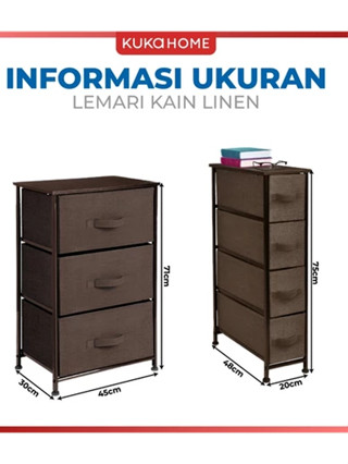 Jual KUKA Lemari Sisi Ranjang Lemari Kain Linen 2 Laci Kabinet ...