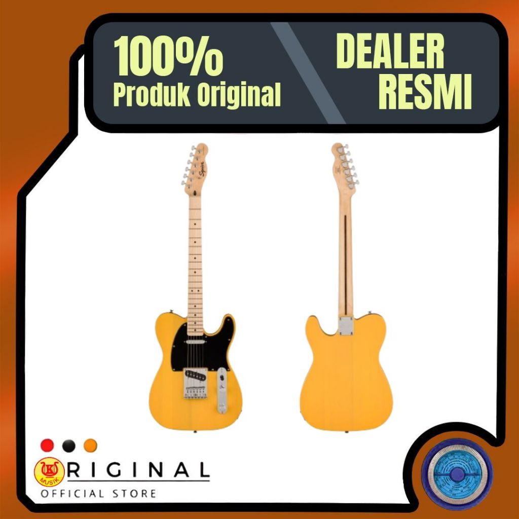 Jual Squier Sonic Telecaster Electric Guitar w/Black Pickguard, Maple FB, Butterscotch Blonde ...