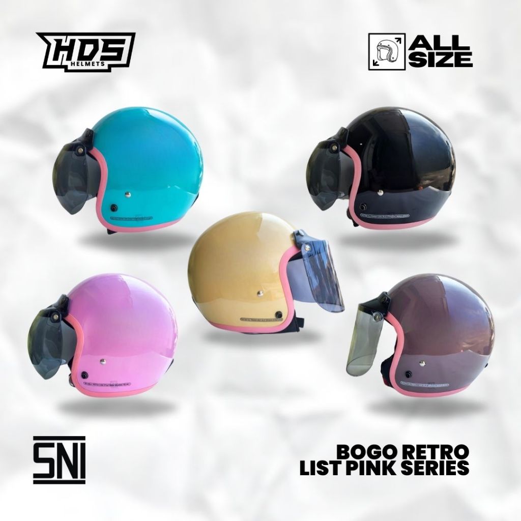 Jual Helm Bogo Solid List Pink Helm Dewasa Warna Pastel Cepol Hijab ...