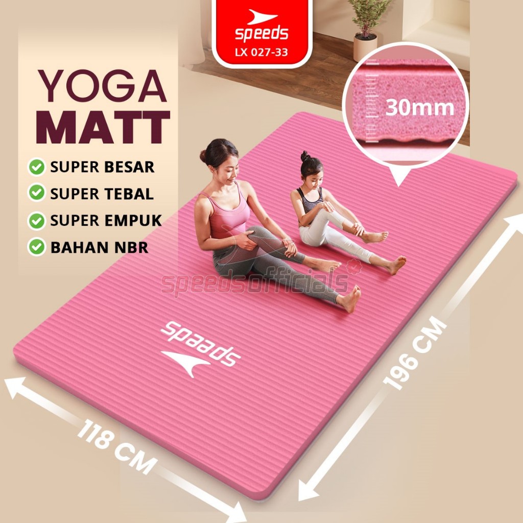 Jual SPEEDS Matras Yoga 196x115x30mm Anti Slip Matras Yoga Tebal ...