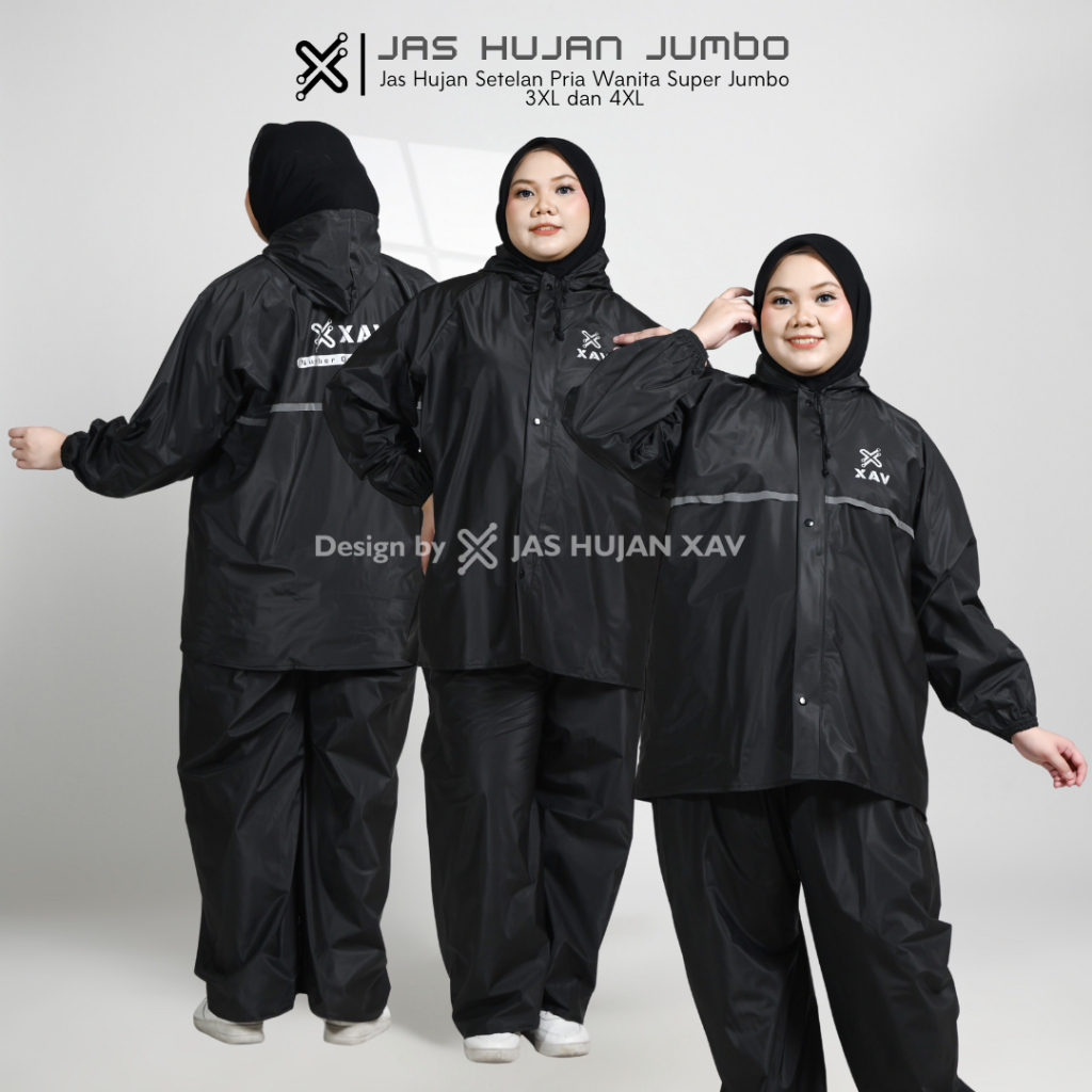 Jual XAV Jas Hujan Big Size Dewasa Pria Wanita Jumbo Tebal Elastis Anti Rembes 3XL 4XL PVC Seal ...