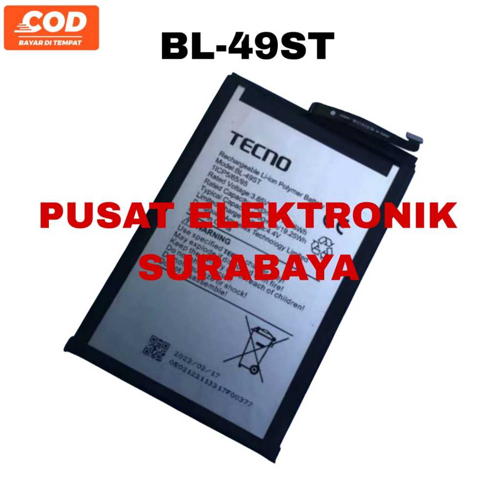 Jual BL-49ST BATERAI TECNO SPARK 20 NFC / KJ5 / KJ5N - ORIGINAL ...