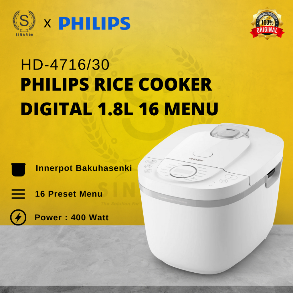 Jual PHILIPS RICE COOKER MAGIC COM DIGITAL 1.8L 1.8 L HD-4716 | Shopee ...