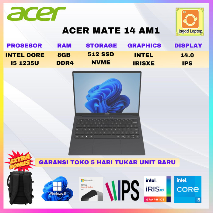 Jual Acer Mate 14 AM1 I5 1235 8GB 512GB Windows 11+OHS 14.0 IPS | Shopee Indonesia