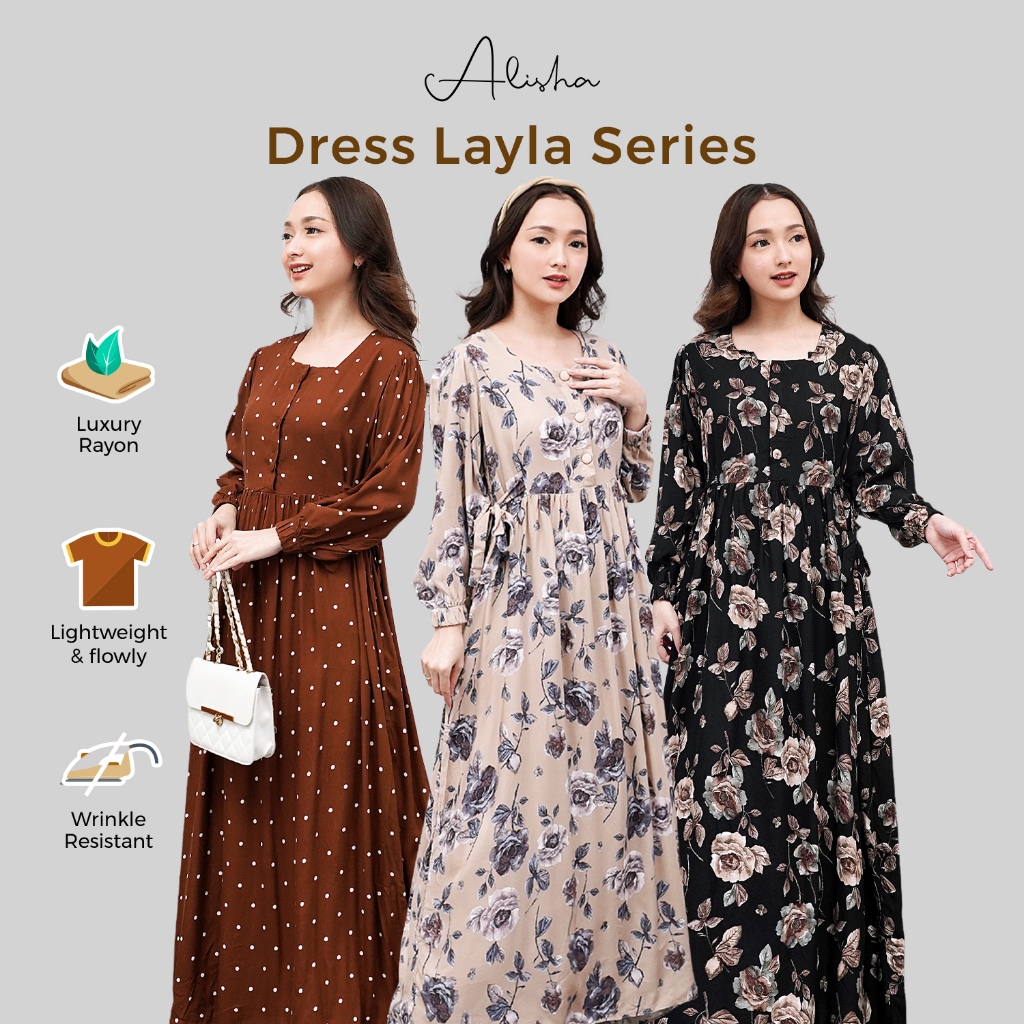Jual ALISHA DAILY Gamis Model Layla Daster Motif Wanita Busui Bumil ...