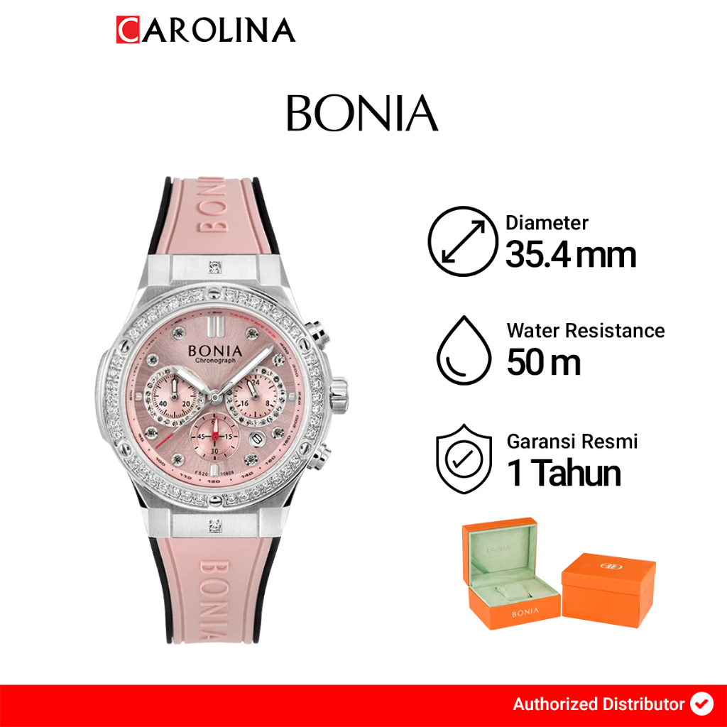 Jual Jam Tangan Wanita BONIA Chronograph B10809-2377C Cristallo Pink ...