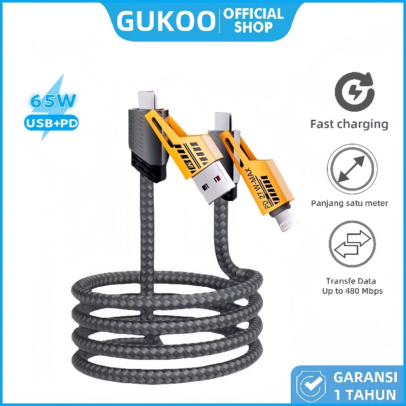 Jual GUKOO Kabel Data 4-in-1 Fast Charge 65W PD - USB to Type C ...