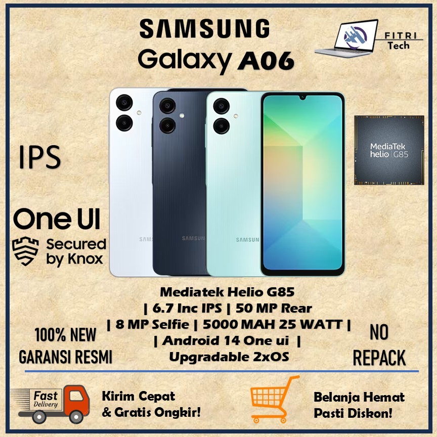 Jual SAMSUNG A06 | MEDIATEK HELIO G85 | RAM 6 GB | ROM 128 GB | 6.7 INC ...