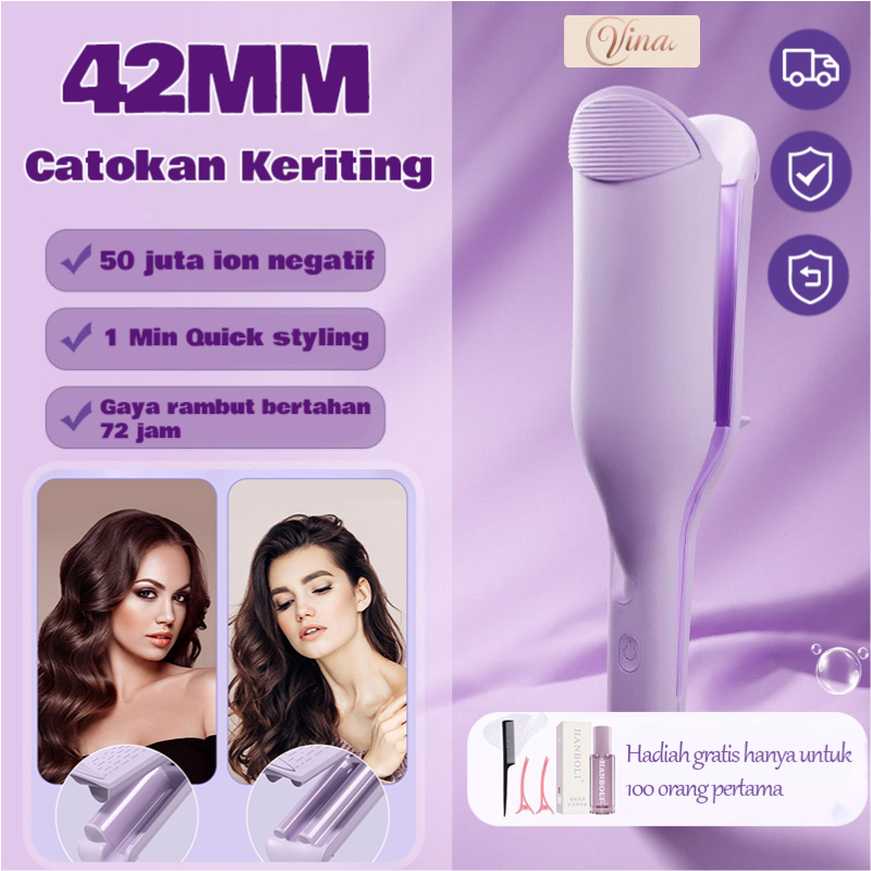 Jual Catokan Rambut Keriting 42mm Beach Wave Mermaid Egg Roll Curly Gelombang untuk Alat Catok ...