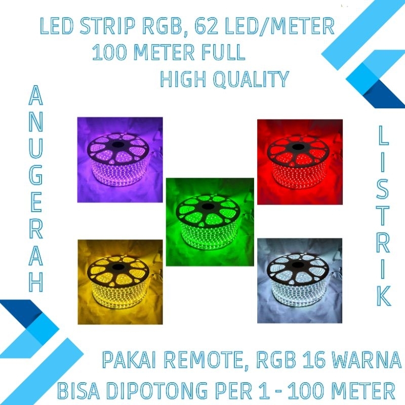 Jual LAMPU LED RGB 100 M FULL, pakai remote | Shopee Indonesia