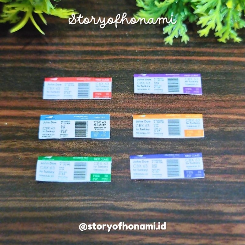 Jual MINIATUR 1:12 BOARDING PASS (2.1 x 0.8 cm) KERTAS PESAWAT ...