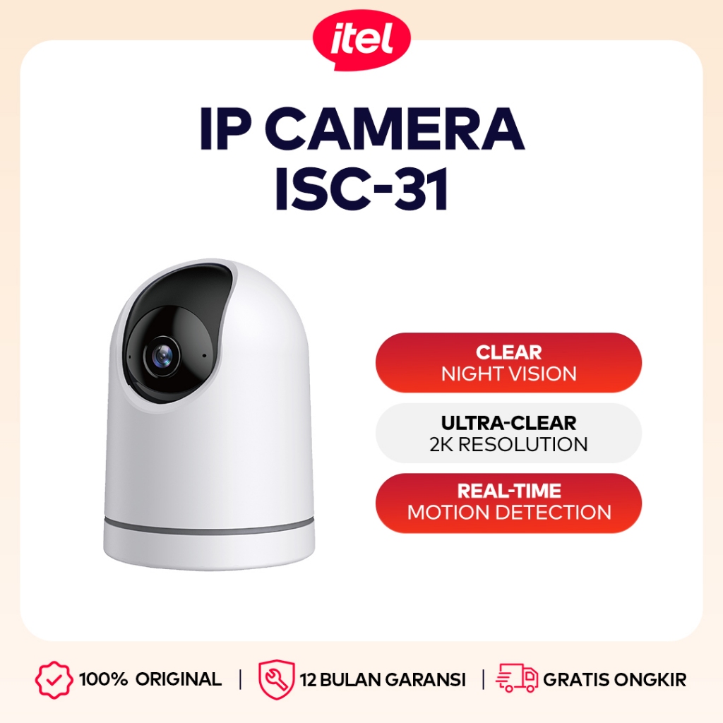 Jual itel ISC-31 2MP Smart Wifi Pan Tilt IP Kamera CCTV Indoor Home Security CCTV Camera 2K ...