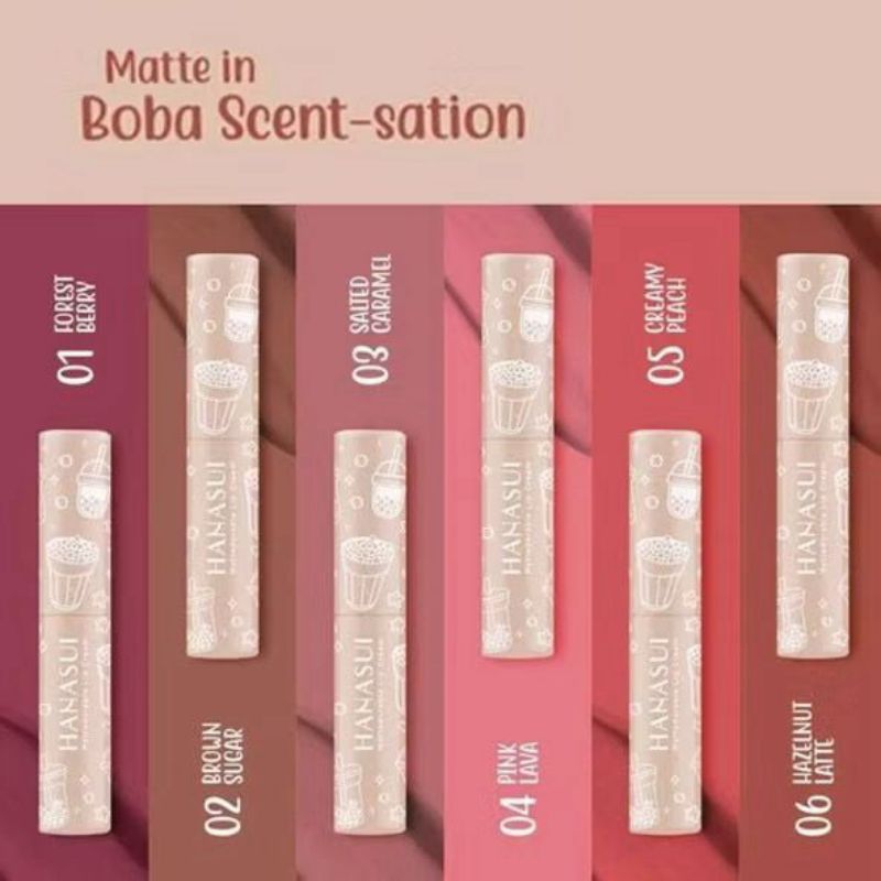 Jual Boba Editions Hanasui Mattedorable Lip Cream Boba Edition | Shopee ...