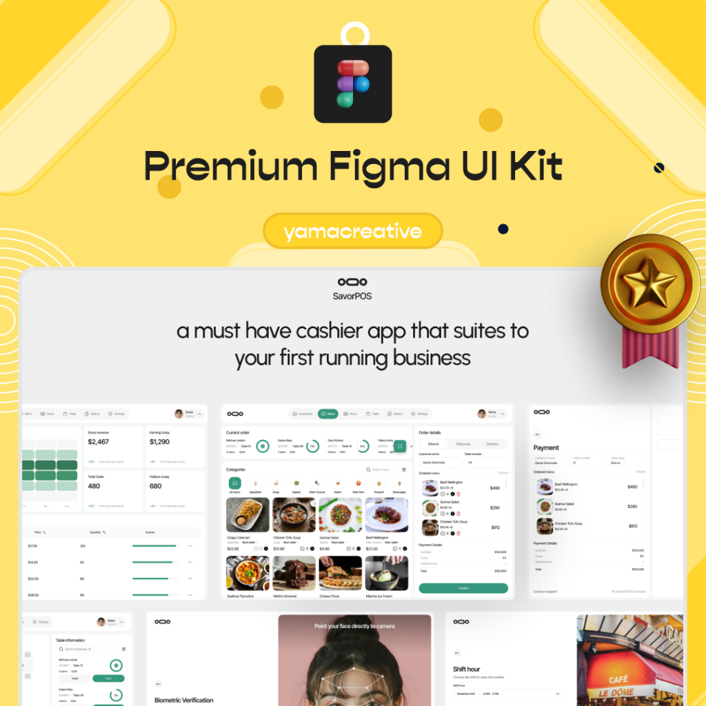 Jual POS Desktop App Design for Cashier 60+ Screen with Dark Mode and Variables - Pro Figma UI ...